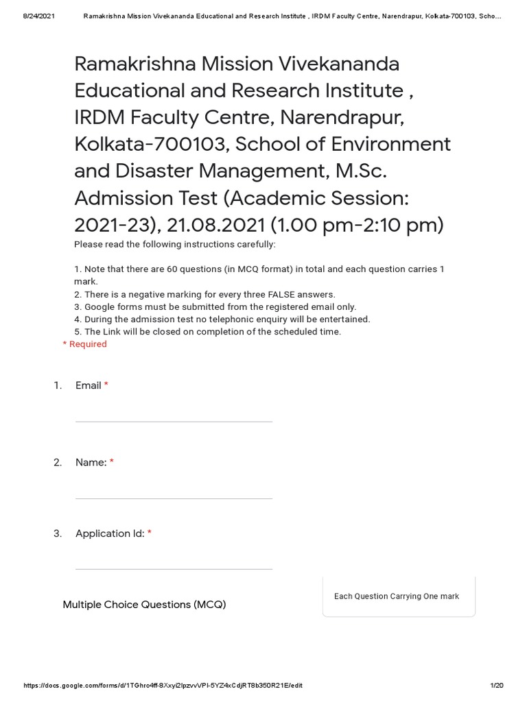 MSc_Admission_Test_2021_Question | PDF | Stratosphere | Atmosphere Of Earth