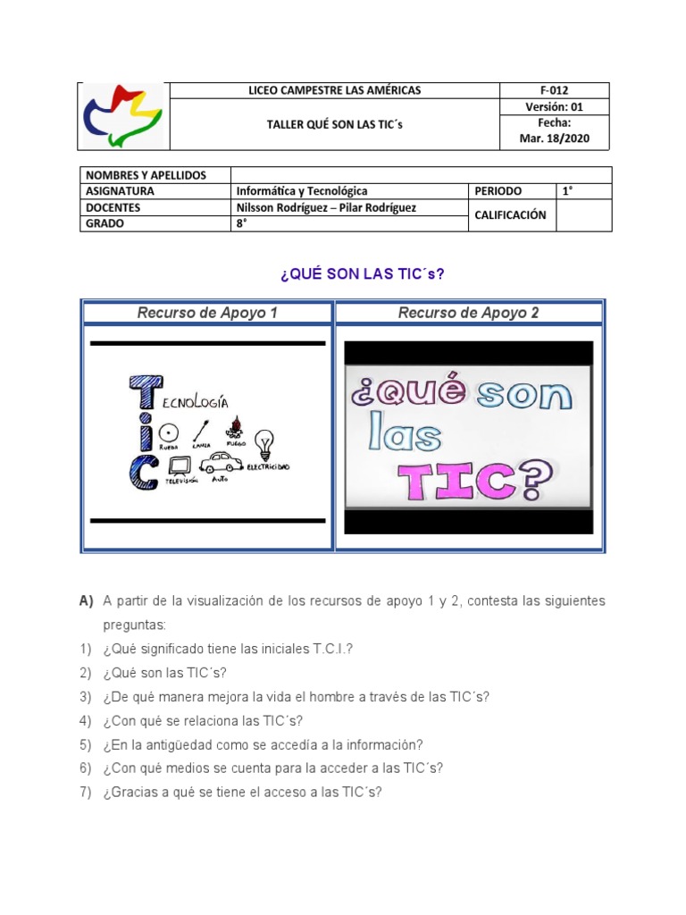 TALLER QUE SON LAS TICs | PDF | Tecnología de información y comunicaciones | Ciencias de la ...