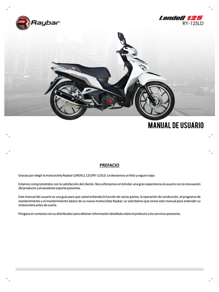 LENDELL 125CC Manual de Usuario | PDF | Neumático | Acelerador