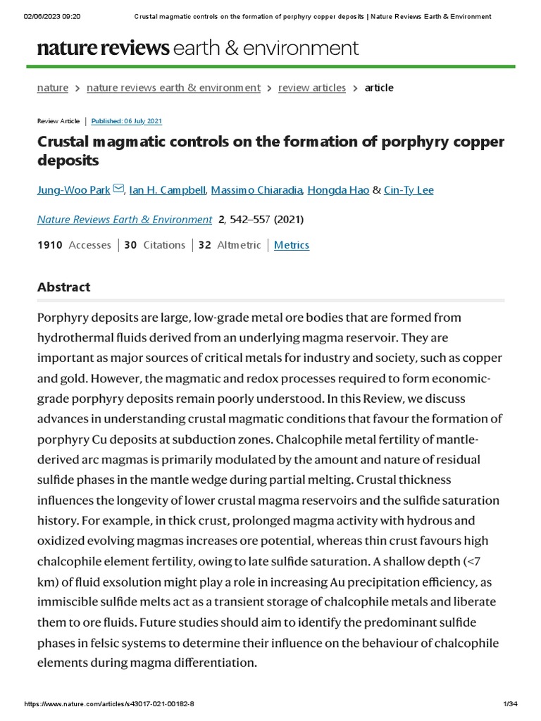 Geologists' Guide to Porphyry Copper | PDF | Magma | Volcanism