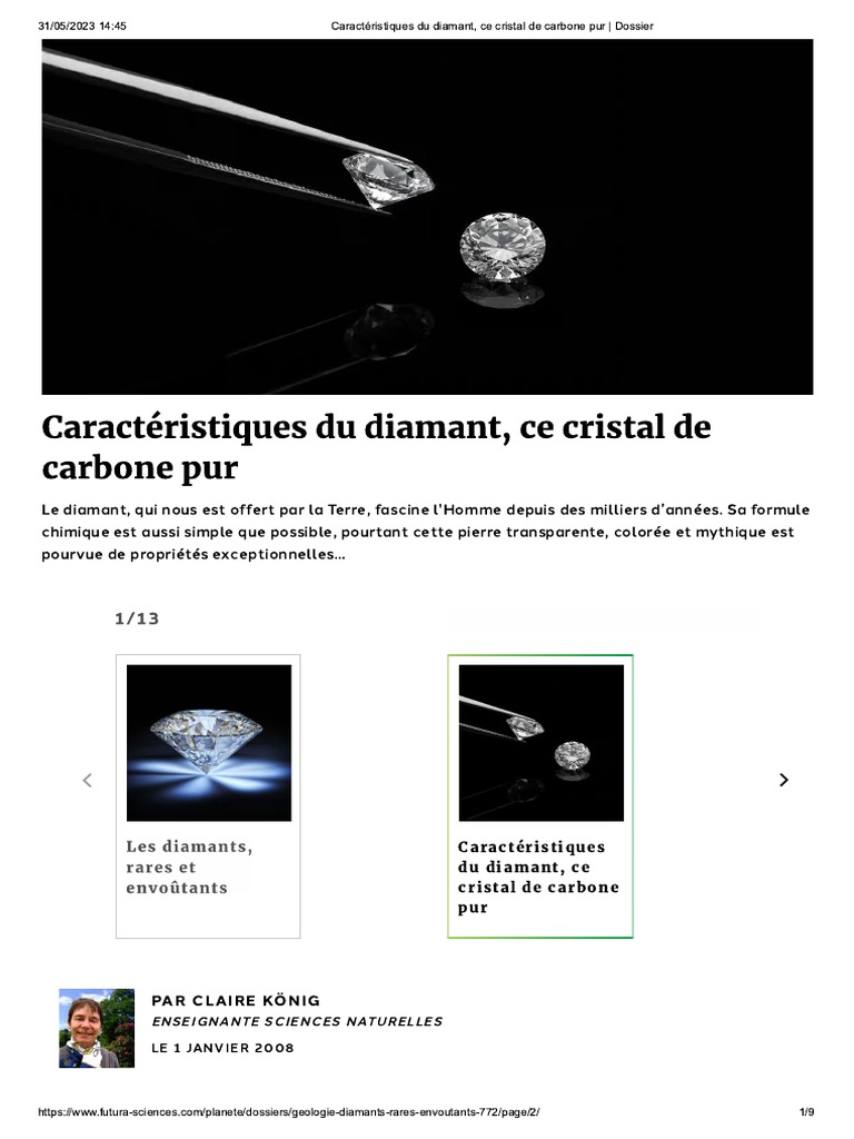 Composition et caractéristiques du diamant | PDF | Teaching Methods ...