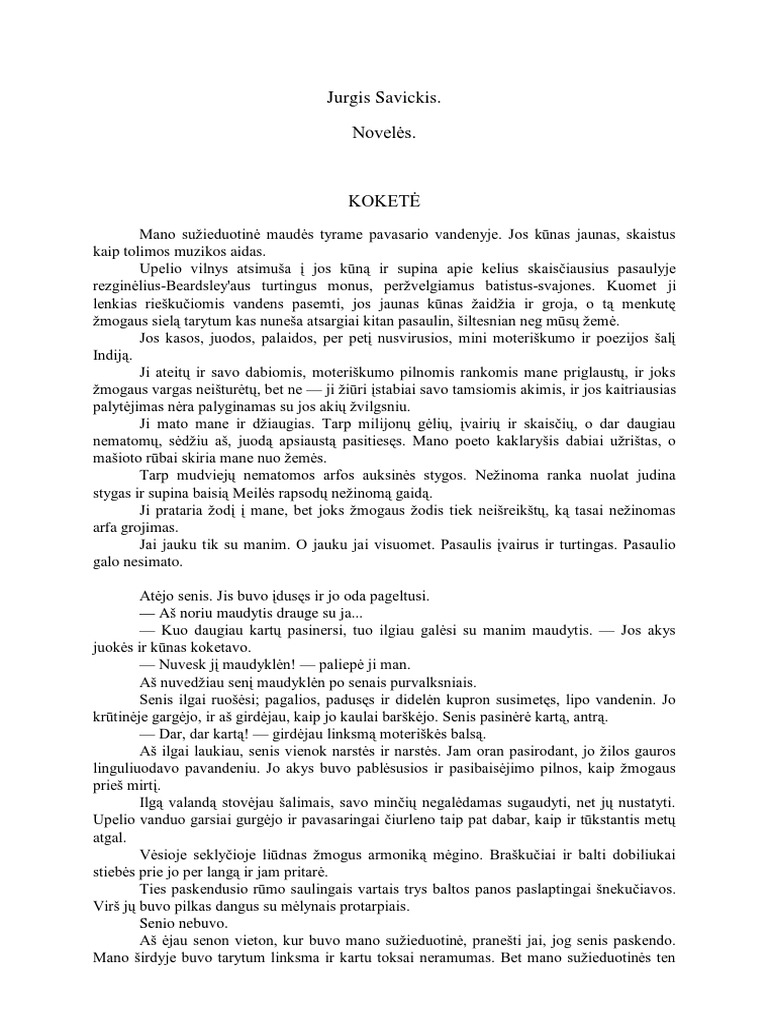 Jurgis Savickis Noveles | PDF