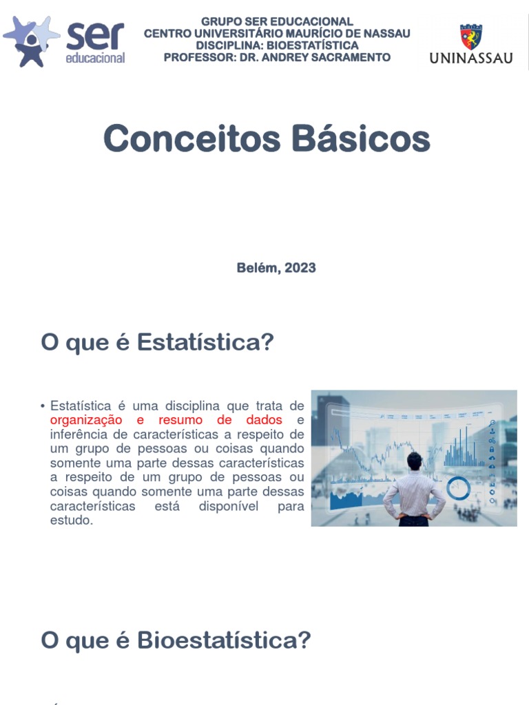 Aula 01 - Bioestatística - Conceitos - Básicos - 2023 | PDF | Bioestatística | Amostragem ...