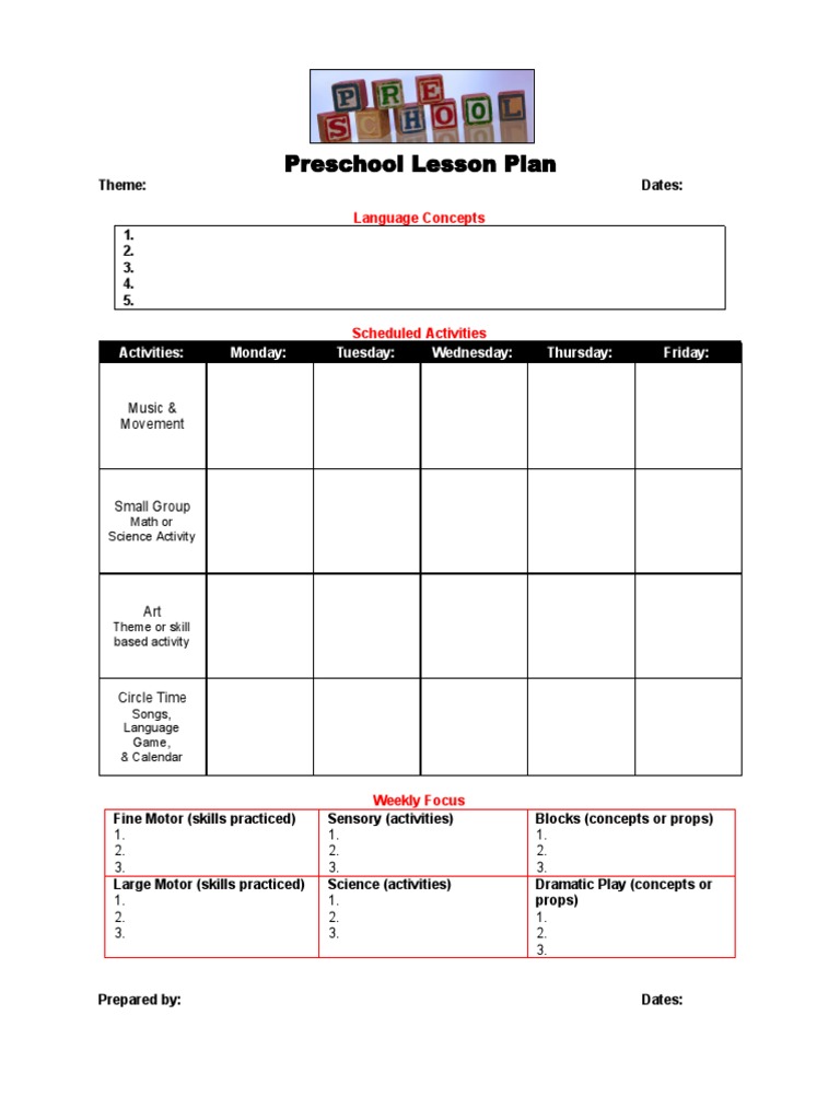 Preschool Lesson Plan | PDF