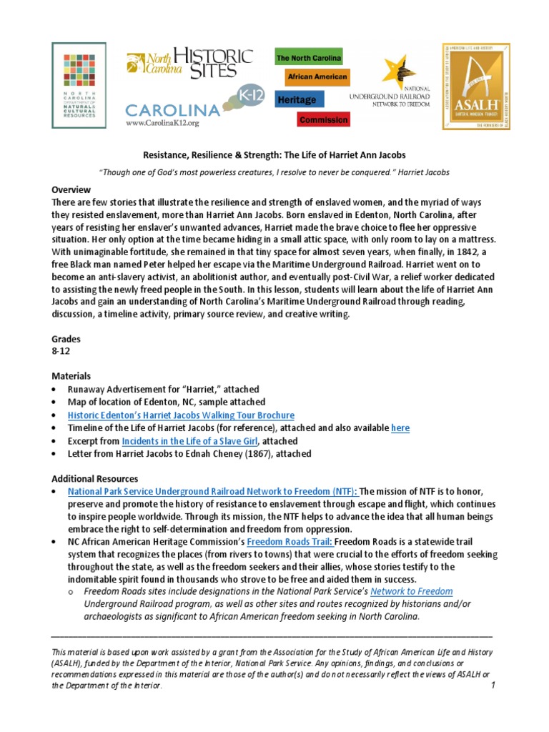 Harriet Jacobs | PDF | Underground Railroad | Slavery