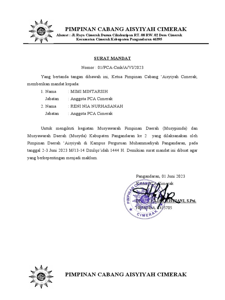 Contoh Surat Mandat | PDF