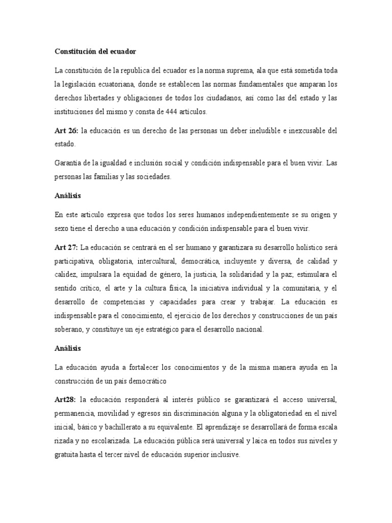 Constitución Del Ecuador | PDF | Educación más alta | Ecuador
