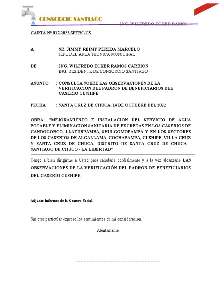 Carta Wilfredo | PDF