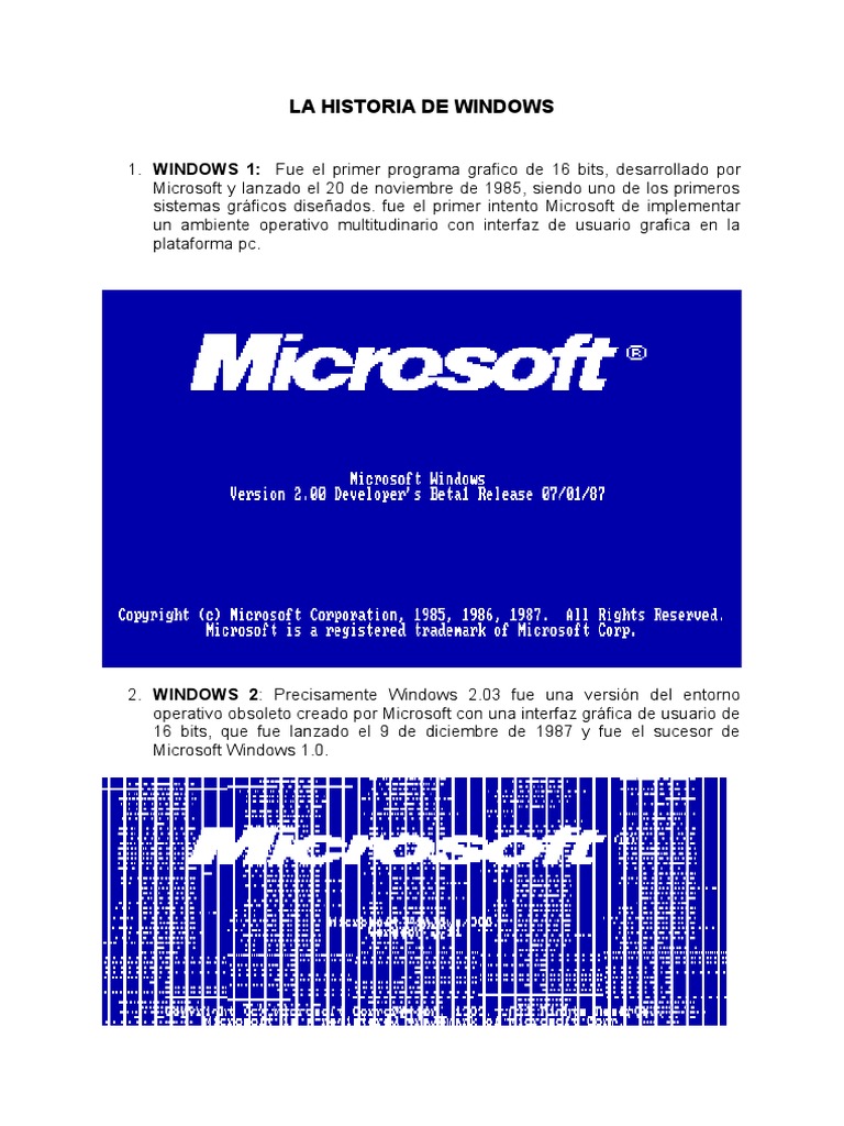 La Historia de Windows | PDF | Microsoft Windows | Familias de sistemas operativos