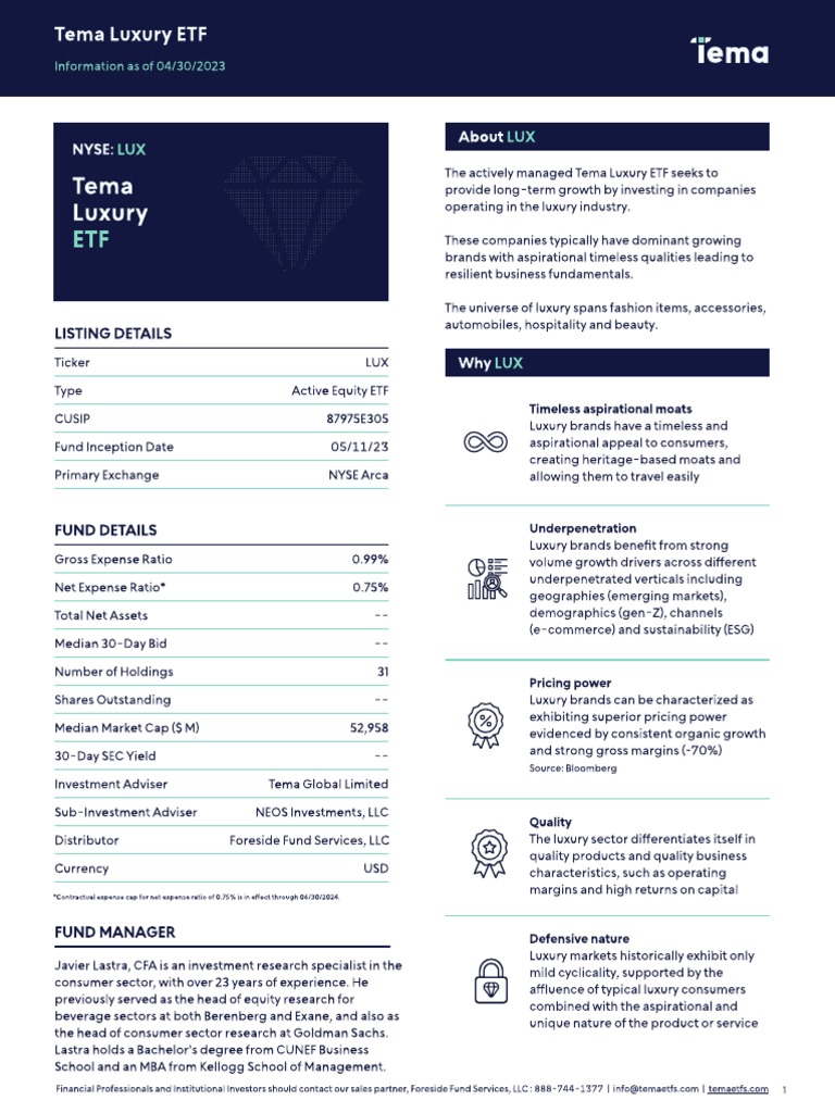 LUX Factsheet | PDF | Investment Fund | Exchange Traded Fund