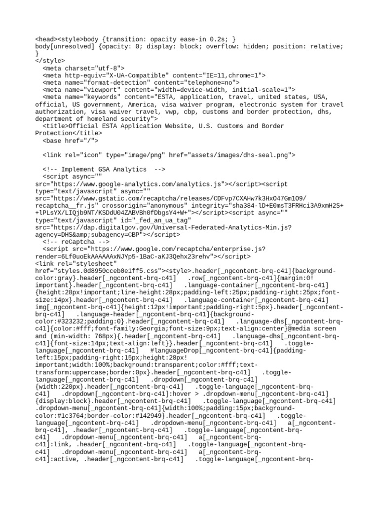 ESTA Status Summary - HTML | PDF