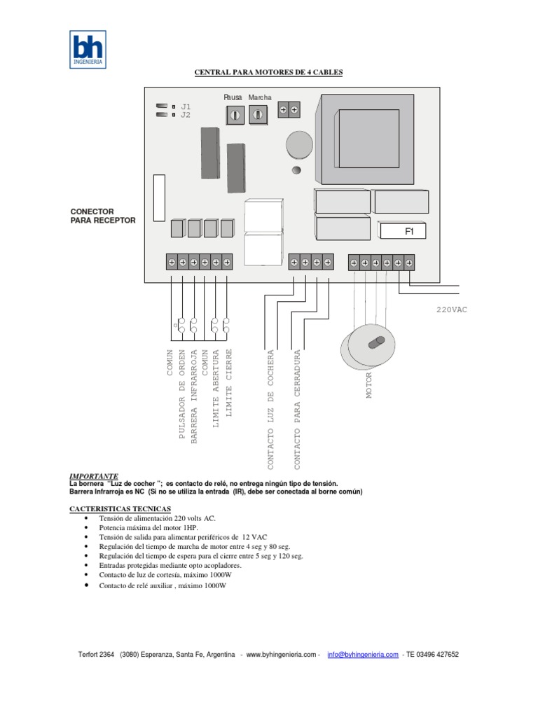 Manual Central Micro 4 Portón de Oficinas Rincón | PDF | Relé | Ingenieria Eléctrica