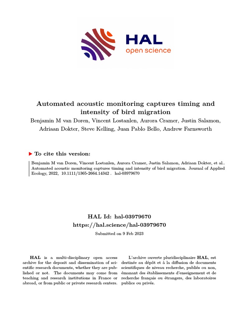 Automated Acoustic Monitoring Captures Timing And Intensity Of Bird