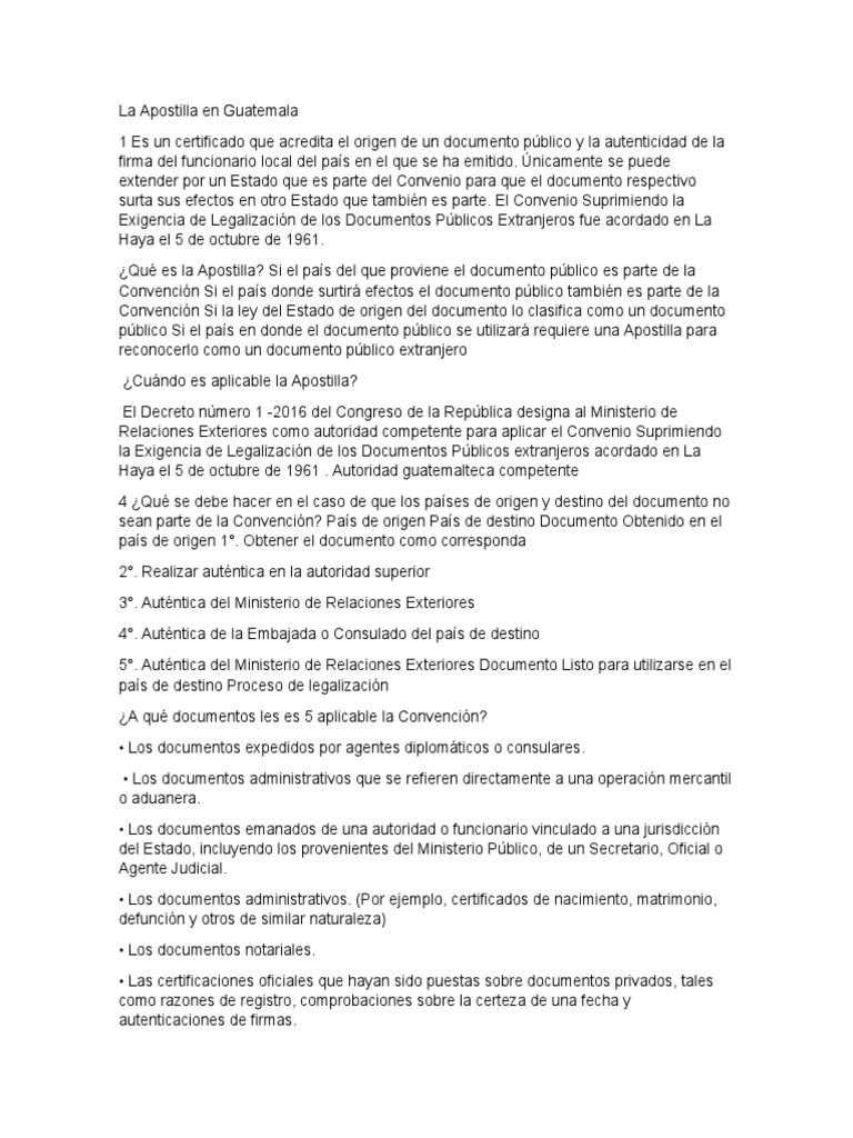 La Apostilla en Guatemala: Guía Completa | PDF | Relaciones ...