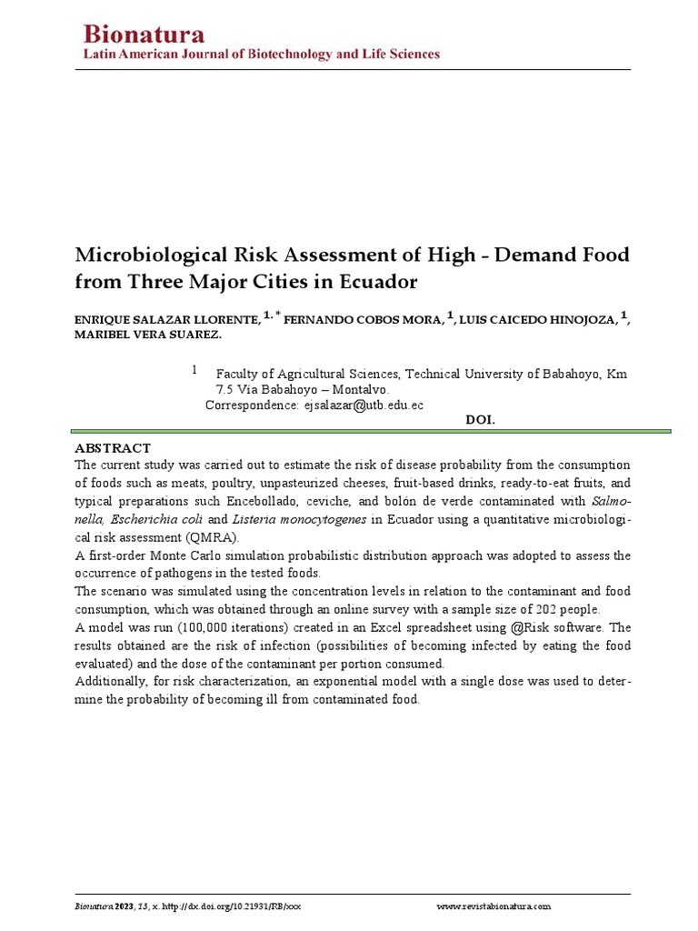 Microbiological Risk Assessment | PDF | Foodborne Illness | Food Safety