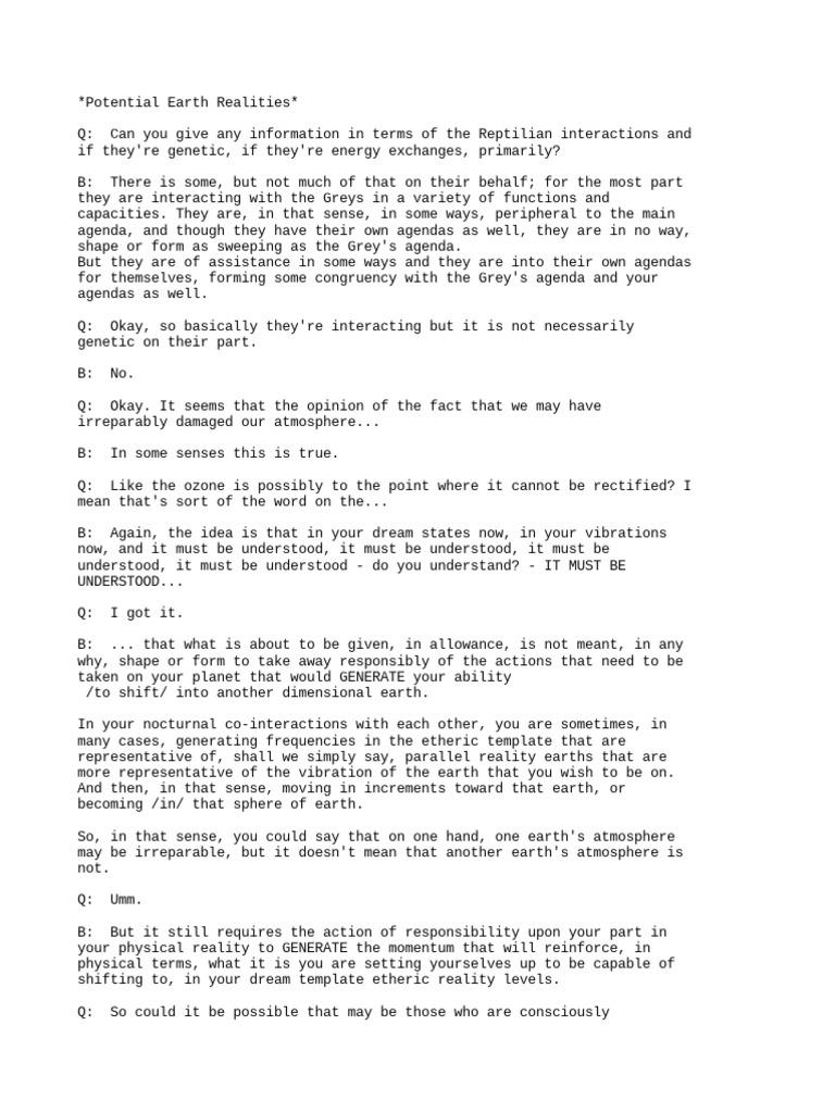 Bashar - Potential - Earth - Realities | PDF | Cognitive Science