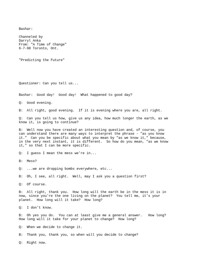 Bashar - Predicting - The - Future | PDF | Prediction | Cognitive Science