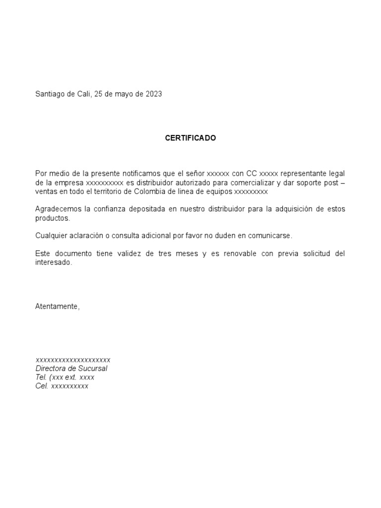 Ejemplo de Certificado de Proveedor | PDF