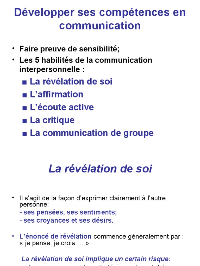 Developper Ses Competences en Communication | PDF | la communication ...