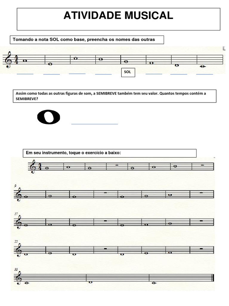 Exercícios - Semibreve | PDF | Arte