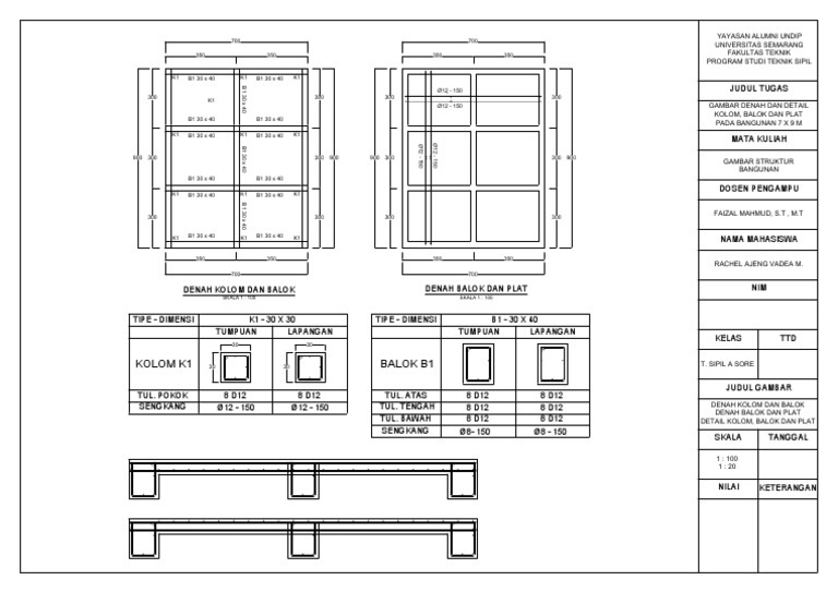TUGAS GSB DENAH DAN DETAIL BALOK DAN KOLOM-Model | PDF