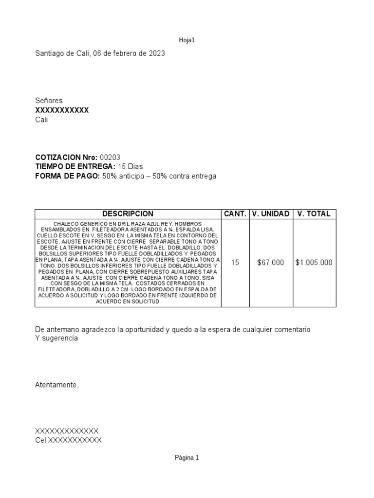 Ejemplo Cotizacion | PDF