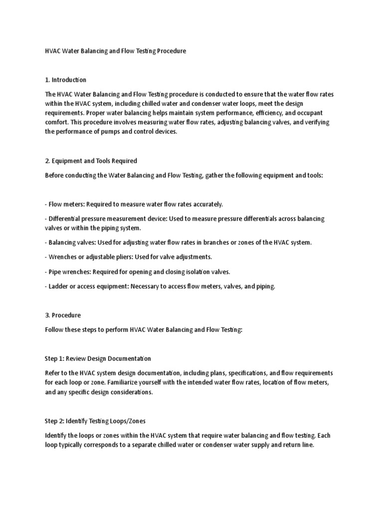 HVAC Water Balancing Procedure Guide | PDF | Flow Measurement | Valve