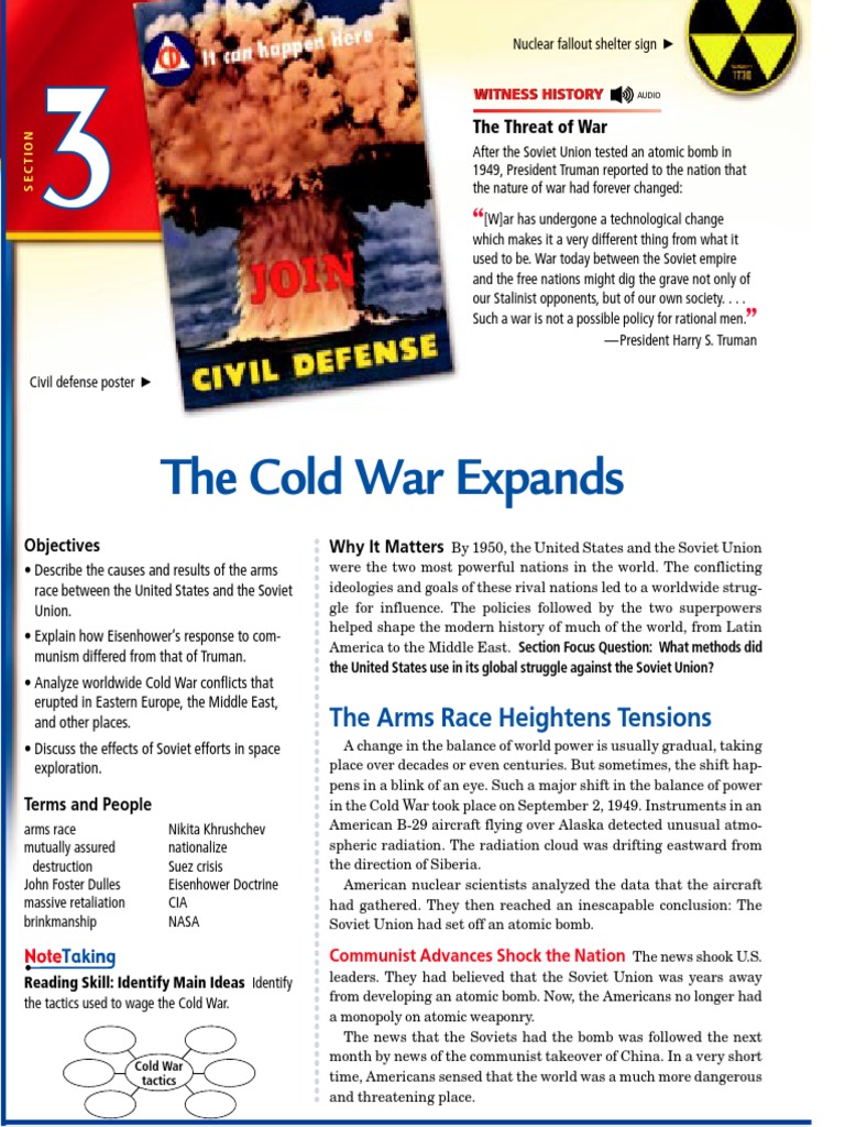Chapter 16 - Section 3 | PDF | Nuclear Weapons | Cold War
