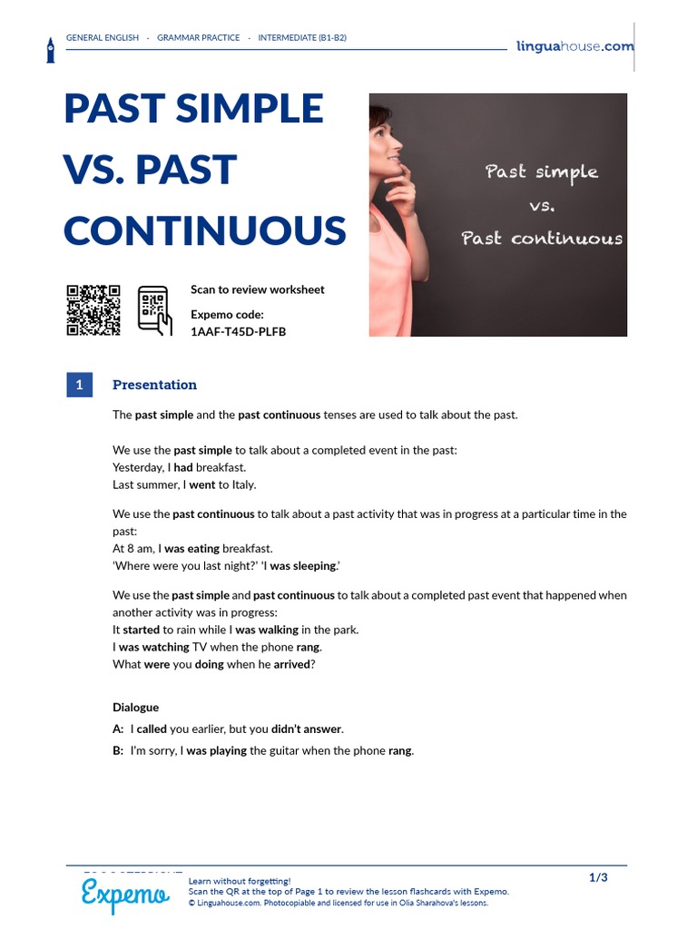 Past Simple Vs Past Continuous British English Student | PDF