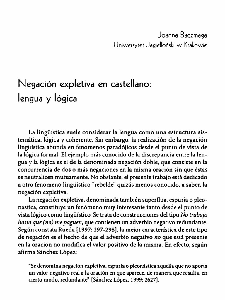 Negación Expletiva en Español | PDF | Oración (Lingüística) | Adverbio