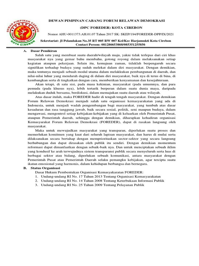 DPC FOREDER Kota Cirebon | PDF