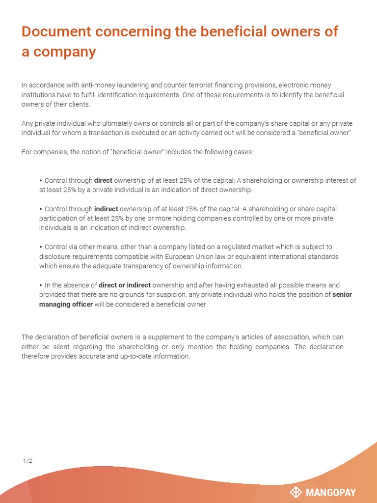 Beneficial Ownership Declaration Guide | PDF | Corporations | Private Law