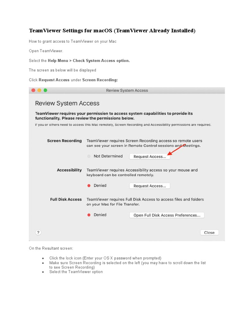 MAC OS Allow Teamviewer | PDF