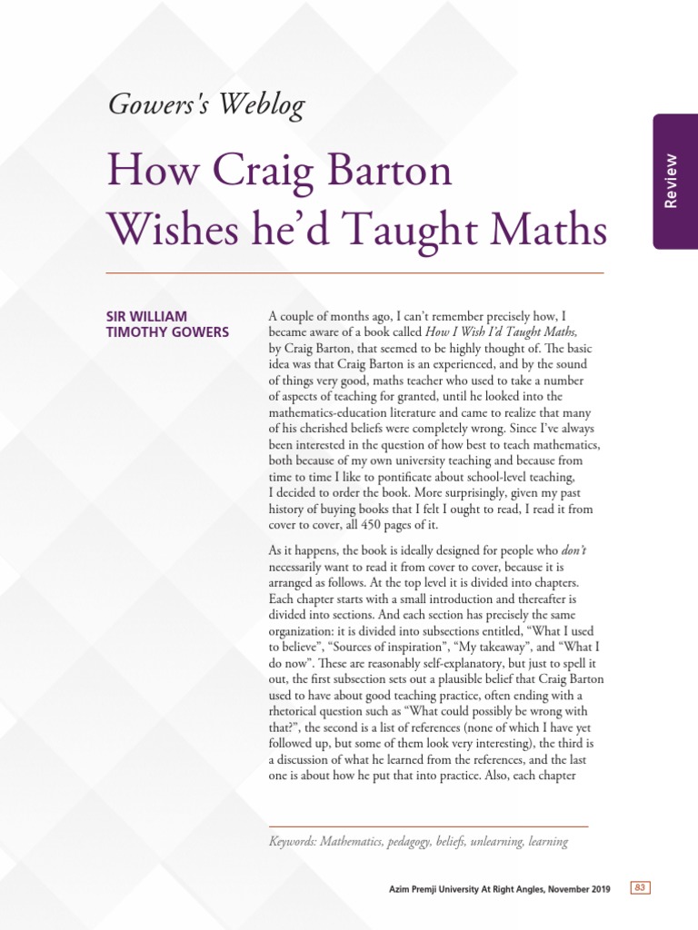 18_How Craig Barton wishes he’d taught maths | PDF | Mathematics