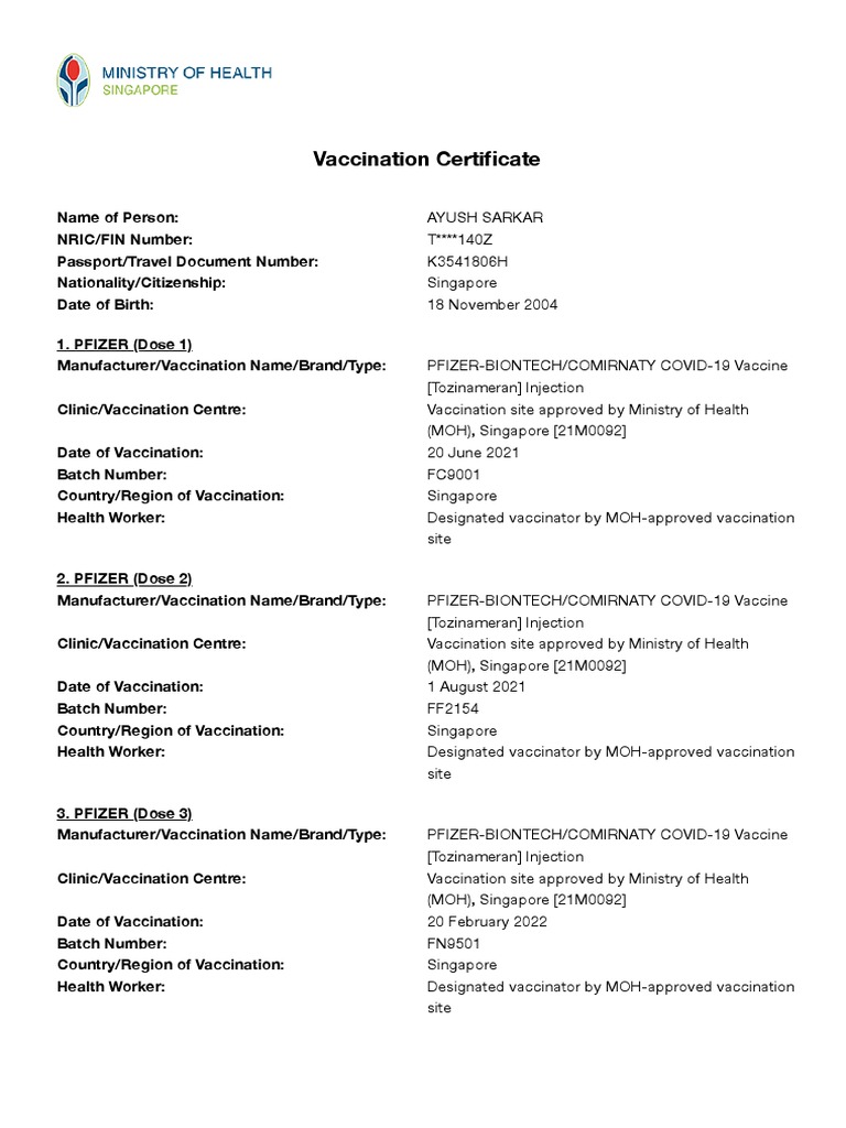 Ayush Vaccination Certificate | PDF