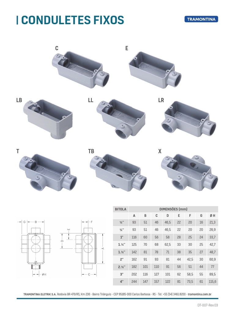 Tramontina - Conduletes Fixos | PDF | Parafuso | Setor secundário da ...