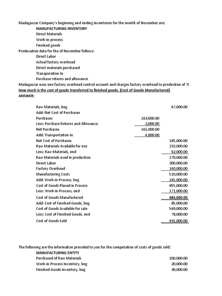 Cost Manufacturing | PDF | Cost Of Goods Sold | Inventory