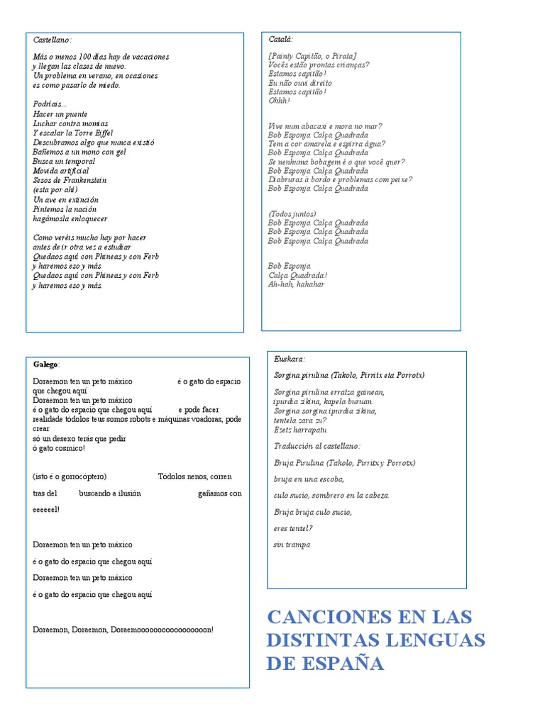 Canciones de Las Distintas Lenguas de España | PDF
