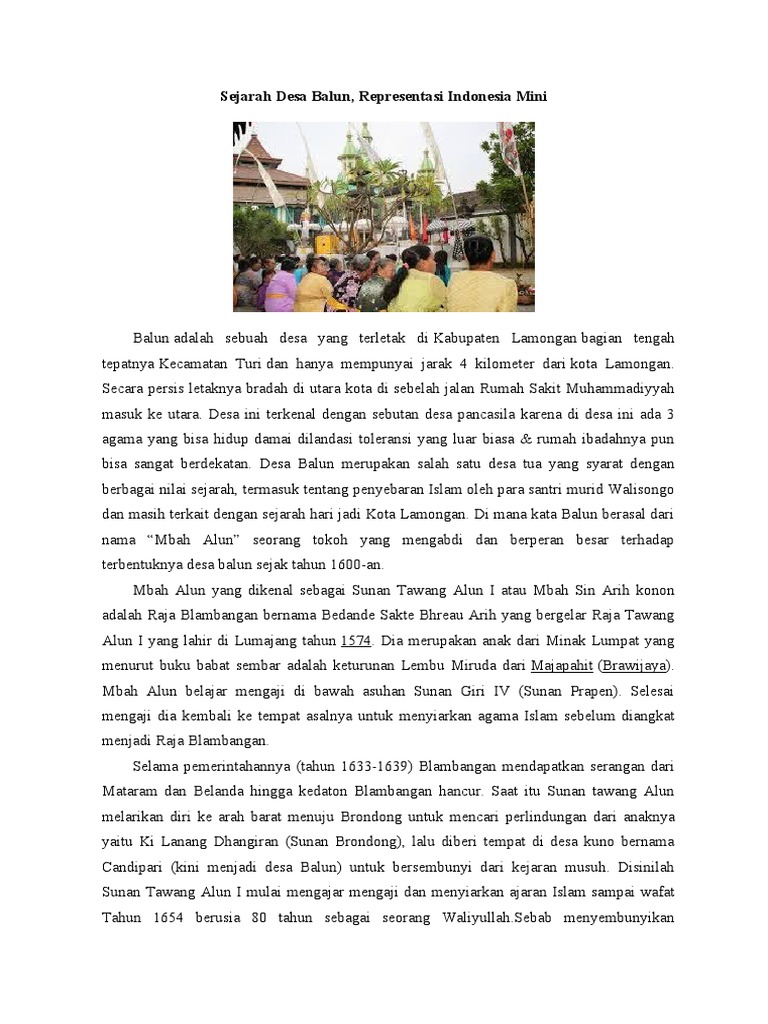 Sejarah Desa Balun | PDF