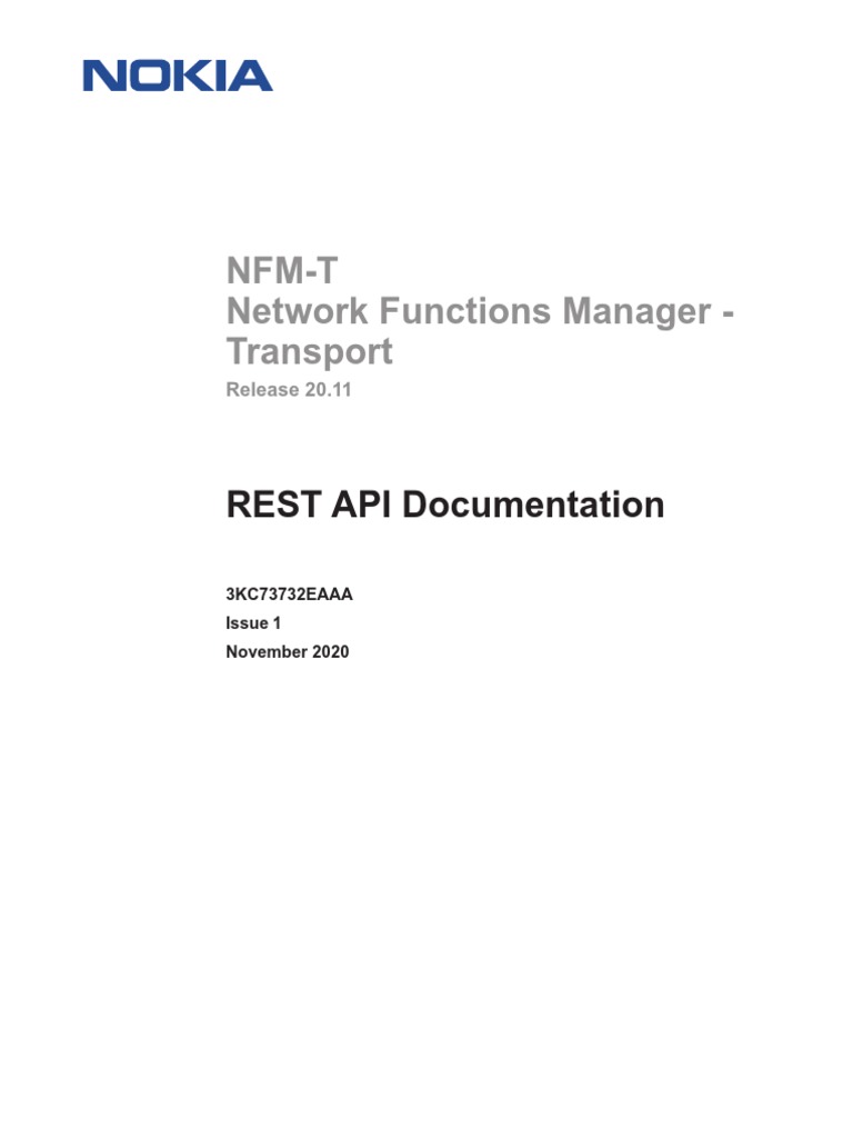 NFM-T REST API Documentation R20.11 Issue 1 (HTML Format Recommended) | PDF | Information ...