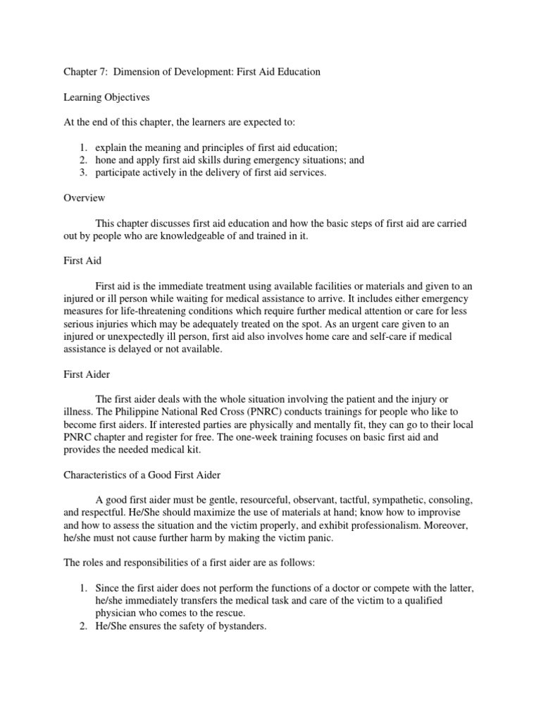 Chapter 7 - Dimension of Development - First Aid Education | PDF ...