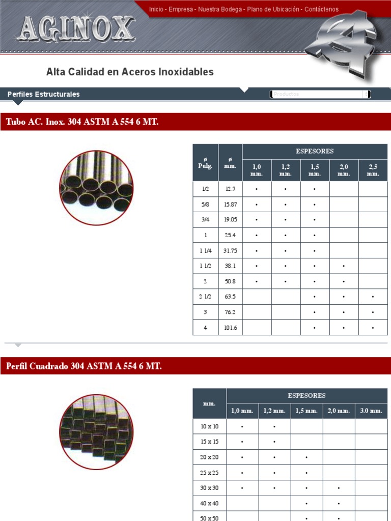 AGINOX - Perfiles Estructurales | PDF | Acero inoxidable | Acero