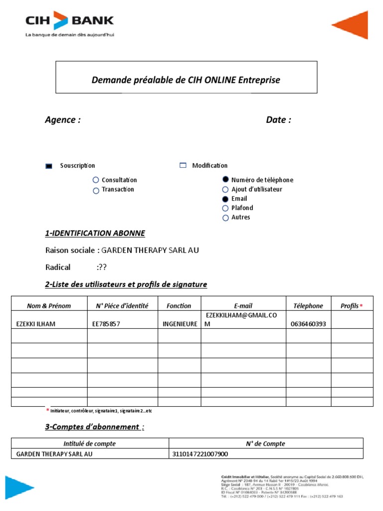 Demande Préalable CIH ONLINE Vf2 | PDF | Virement bancaire | Banques