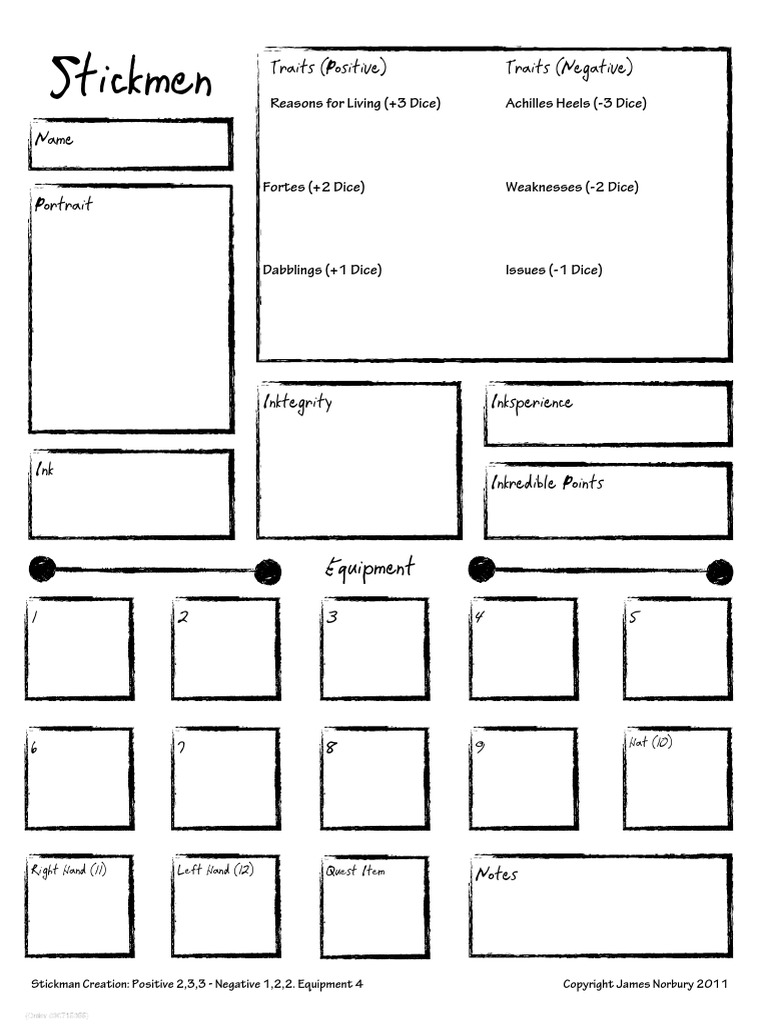 Stickman Character Sheet 01 | PDF