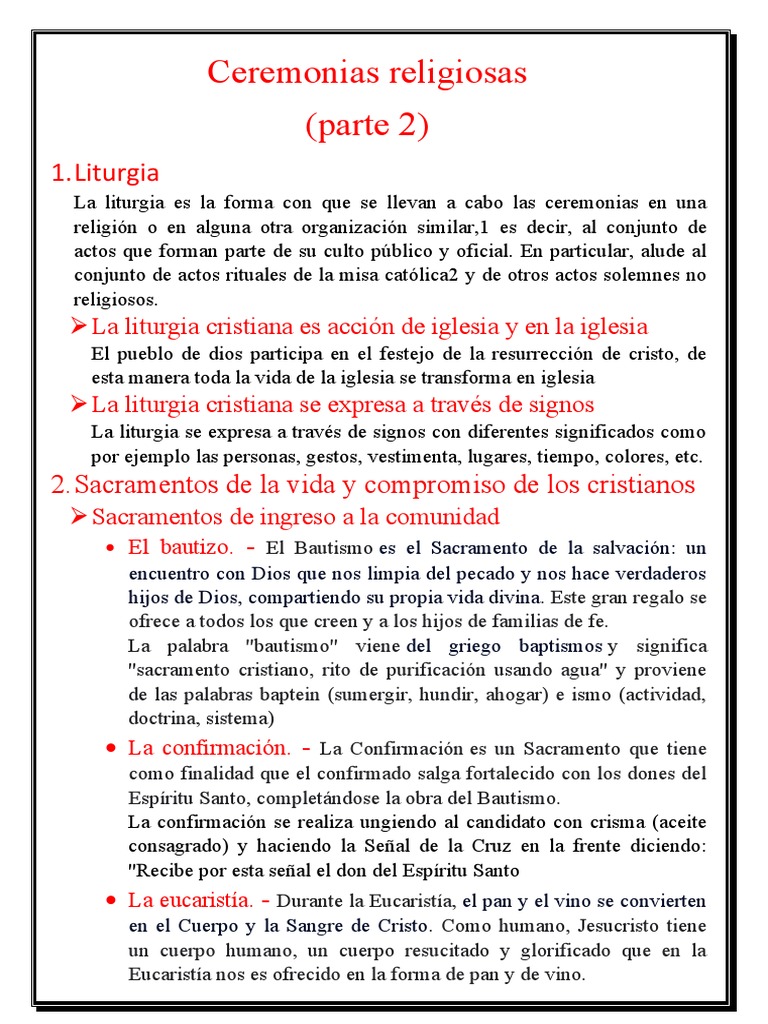 Ceremonias Religiosas Pdf Confirmación Sacramentos 