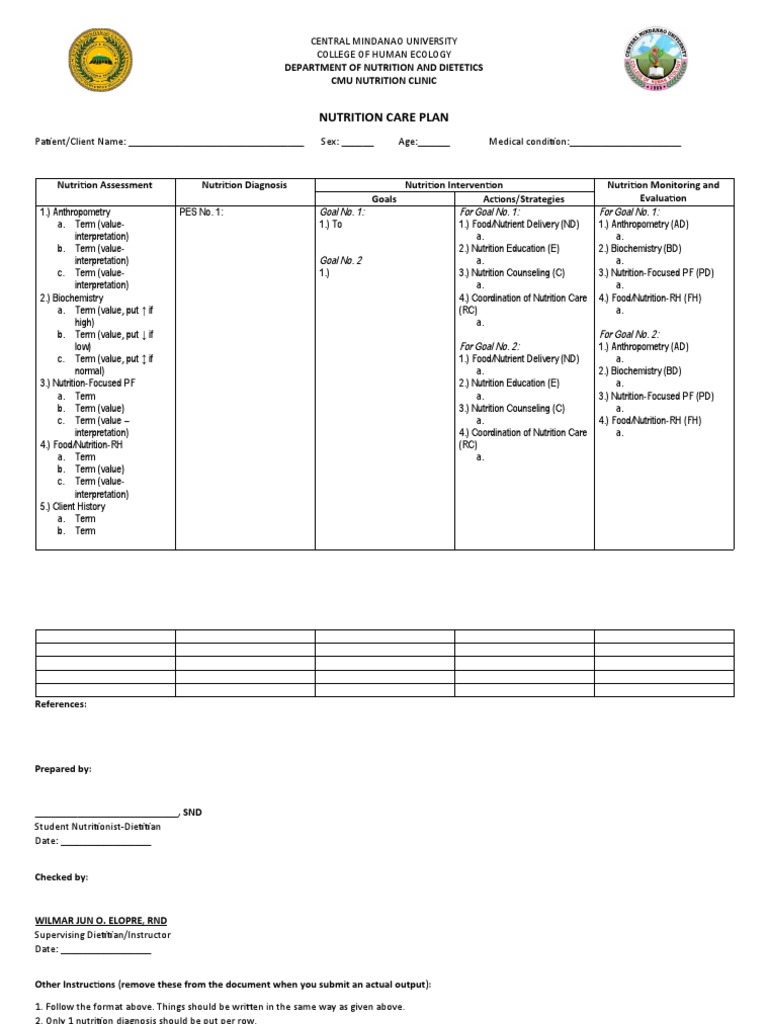 NCP Official Format | PDF | Dietitian | Public Services
