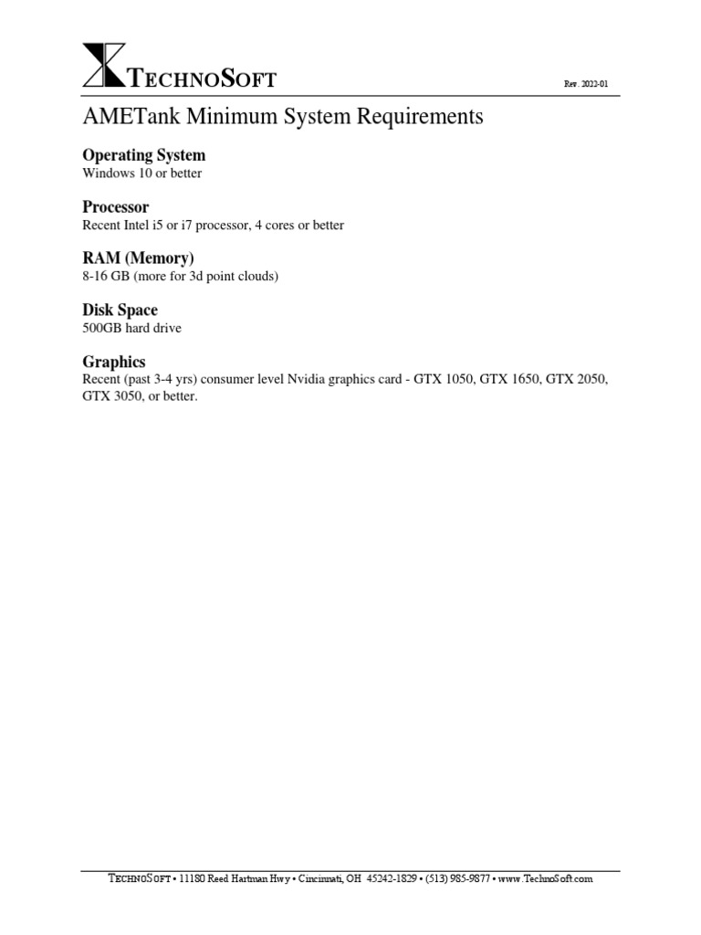 AMETank System Requirements Rev2022 01 | PDF