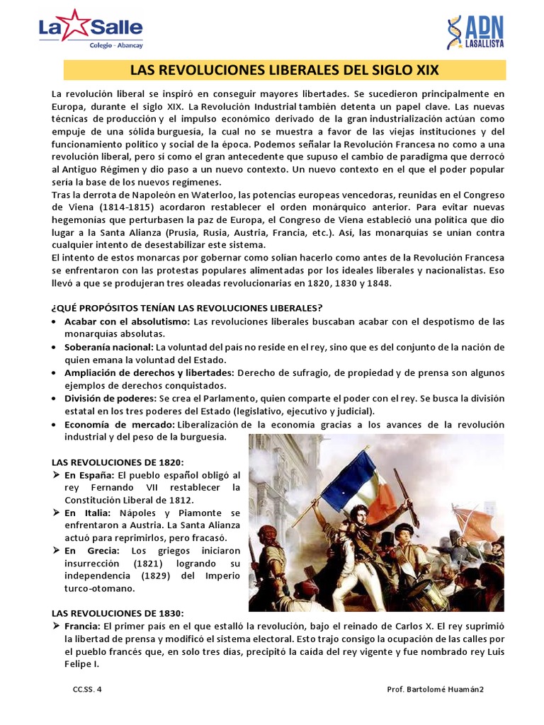 Las Revoluciones Liberales Del Siglo Xix | PDF | Primer imperio francés | Francia