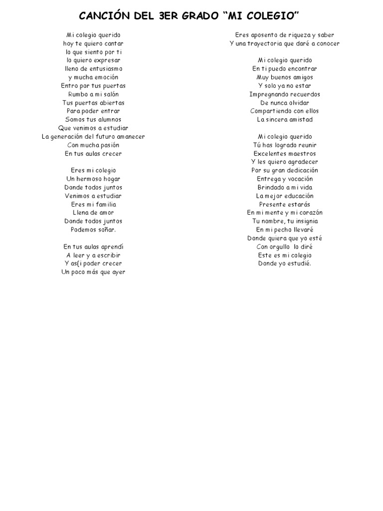 Canción Mi Colegio | PDF