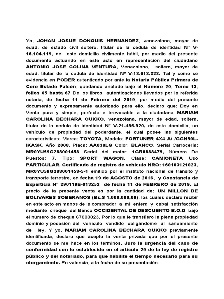 Traspaso Con Poder Andres | PDF